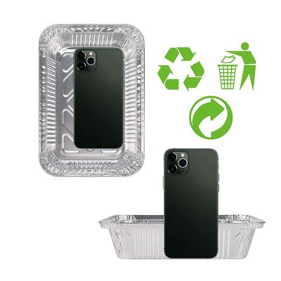 Cina Hotsale Food Grade Custom Logo Rectangle Aluminum Takeaway Foil Food Containers Silver Foil Baking Pan/Trays in vendita