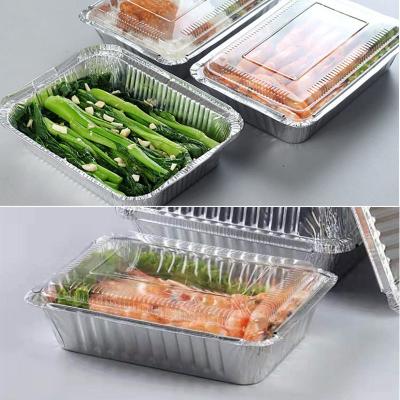 Cina Hotsale Food Grade Custom Logo Rectangle Aluminum Takeaway Foil Food Containers Silver Foil Baking Pan/Trays in vendita