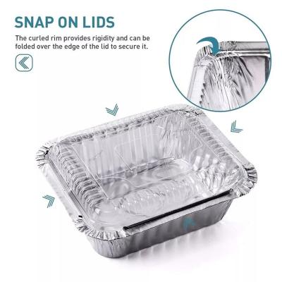 Cina Hotsale Food Grade Custom Logo Rectangle Aluminum Takeaway Foil Food Containers Silver Foil Baking Pan/Trays in vendita