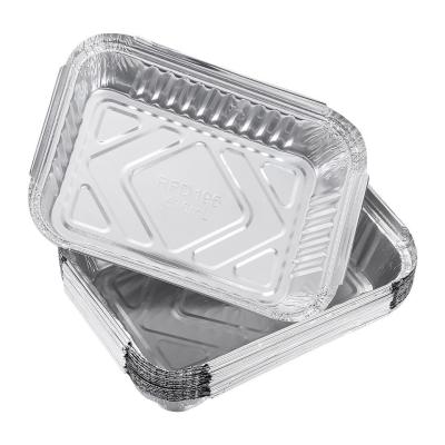 Cina Hotsale Food Grade Custom Logo Rectangle Aluminum Takeaway Foil Food Containers Silver Foil Baking Pan/Trays in vendita