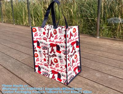 Cina Pubblicità Borsa Tote Logo personalizzato Grande capacità Borsa Tote laminata Rpet Borsa da shopping di moda Eco-friendly Cartone animato Non tessuto Borsa da shopping leggera Borsa da spesa laminata Rept Tote in vendita