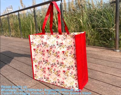 Cina Pubblicità Borsa Tote Logo personalizzato Grande capacità Borsa Tote laminata Rpet Borsa da shopping di moda Eco-friendly Cartone animato Non tessuto Borsa da shopping leggera Borsa da spesa laminata Rept Tote in vendita