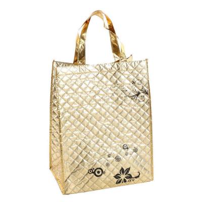 Cina Ingrosso Logo personalizzato Stripe stampato Eco-friendly Non-woven Laser Highlight Shopping Grocery Tote Bag in vendita