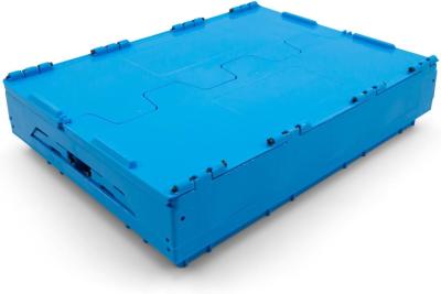 China Storage Tote Distribution Container With Hinged Attached Lid Industrial Plastic Stackable Storage KeepBox Tote Container for sale