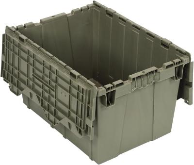 China Industrial Plastic Stackable Storage KeepBox Tote Container With Hinged Attached Lid Storage Tote Distribution Container with Hinged Attached Lid for sale