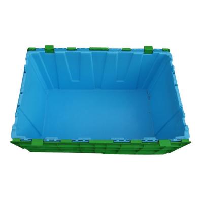 China High Strength Stacking And Nest Warehouse Logistic Turnover Round Trip Totes With Hinged Lid Round Trip Plastic Totes Attached Lid Container Nest Storage Tote Box Distribution Warehouse Storage for sale