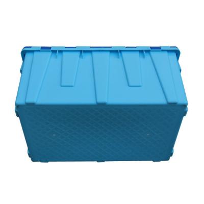 China High Strength Stacking And Nest Warehouse Logistic Turnover Round Trip Totes With Hinged Lid Round Trip Plastic Totes Attached Lid Container Nest Storage Tote Box Distribution Warehouse Storage for sale