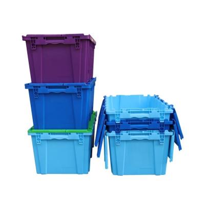 China High Strength Stacking And Nest Warehouse Logistic Turnover Round Trip Totes With Hinged Lid Round Trip Plastic Totes Attached Lid Container Nest Storage Tote Box Distribution Warehouse Storage for sale