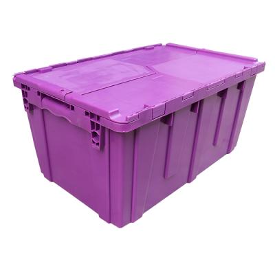China High Strength Stacking And Nest Warehouse Logistic Turnover Round Trip Totes With Hinged Lid Round Trip Plastic Totes Attached Lid Container Nest Storage Tote Box Distribution Warehouse Storage for sale