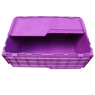 China High Strength Stacking And Nest Warehouse Logistic Turnover Round Trip Totes With Hinged Lid Round Trip Plastic Totes Attached Lid Container Nest Storage Tote Box Distribution Warehouse Storage for sale