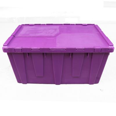 China High Strength Stacking And Nest Warehouse Logistic Turnover Round Trip Totes With Hinged Lid Round Trip Plastic Totes Attached Lid Container Nest Storage Tote Box Distribution Warehouse Storage for sale