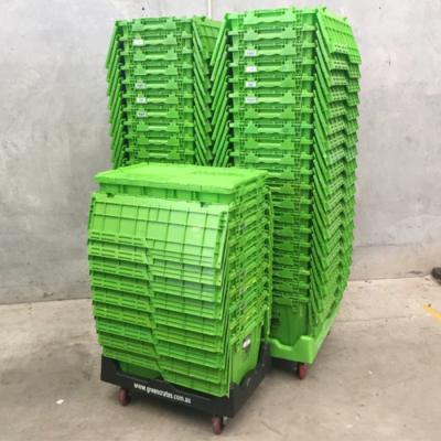 China High Strength Stacking And Nest Warehouse Logistic Turnover Round Trip Totes With Hinged Lid Round Trip Plastic Totes Attached Lid Container Nest Storage Tote Box Distribution Warehouse Storage for sale