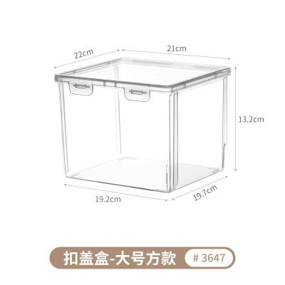 China Sustainable Household Simple Large-Capacity Translucent Sticky Note Flip Storage Box Square Card Accessories Stationery Desktop Storage Box With Lid for sale