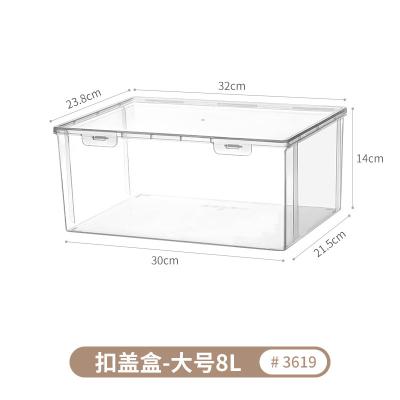 China Sustainable Household Simple Large-Capacity Translucent Sticky Note Flip Storage Box Square Card Accessories Stationery Desktop Storage Box With Lid for sale