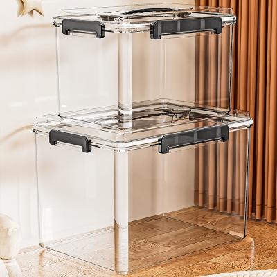 China Sustainable Household Simple Large-Capacity Translucent Sticky Note Flip Storage Box Square Card Accessories Stationery Desktop Storage Box With Lid for sale