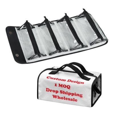 China DuPont Travel Folding Storage Cosmetic Bag, pu lether Travel Makeup Organizer Bag, Foldable Toiletry Bag With Detachable Pouches, Large Capacity 4-In-1 Roll-Up Cosmetic Storage With Handle For Women for sale