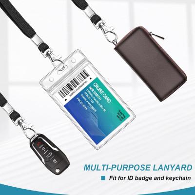 China Pack Clear ID Badge Holder With Lanyard Black Lanyards With Vertical Waterproof ID Badge Holder For Office, School, Travel for sale