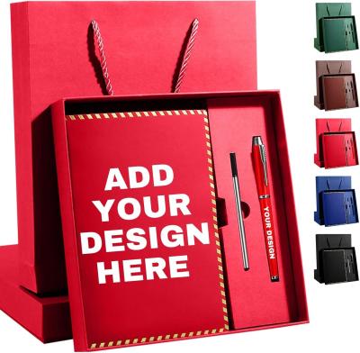 Cina Set regalo aziendale con penna e taccuino, set regalo di lusso con taccuino A5, 100 fogli, copertina in PU impermeabile con rilegatura termica, design piatto aperto e logo personalizzato in vendita