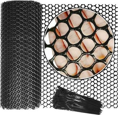 China Chicken Wire Fencing Mesh Plastic With Zip Ties, 1.3×10FT Garden Netting For Moss Poles, Plastic Chicken Wire For Poultry Rabbit Fencing,Crafts,DIY - Black for sale