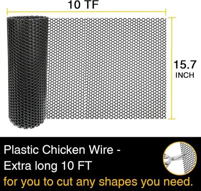 China Chicken Wire Fencing Mesh Plastic With Zip Ties, 1.3×10FT Garden Netting For Moss Poles, Plastic Chicken Wire For Poultry Rabbit Fencing,Crafts,DIY - Black for sale