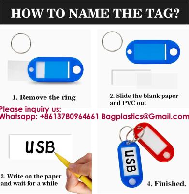 China Plastic Key Tags, Key Labels With Ring And Label Window, Assorted Colours,Identifiers,Name and Labels,Adapt to USB Drive,Pets,Bags Split Ring Window Lucky Line Flexible Colored for sale
