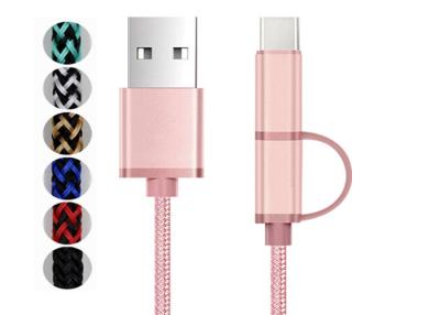 China 2 In 1 100cm Braided Micro USB Cable With USB C Connector Aluminum Housing for sale