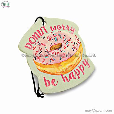 China New Fashion donut style Wholesale High Quality  eco friendly custom paper hanging car air freshener for sale