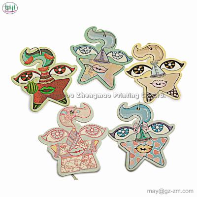 China Factory Cheap Promotional Custom printing animal shape hanging Paper Car Air Freshener for sale