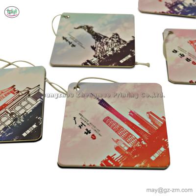 China CMYK printing paper card customized long lasting smell car air fresheners for famous architecture series for sale