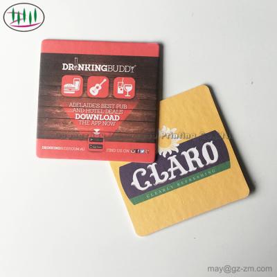 China Square Absorbent Bar Customized Friendly colorful Paper Coasters Waterproof heat insulation decoration recycling paper for sale