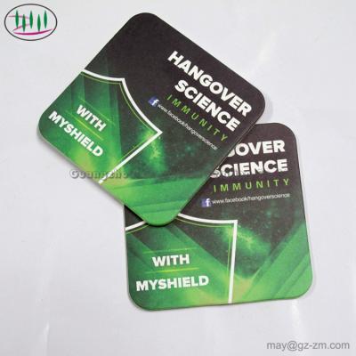 China Square Absorbent Bar Customized Friendly colorful Paper Coasters Waterproof heat insulation decoration recycling paper for sale
