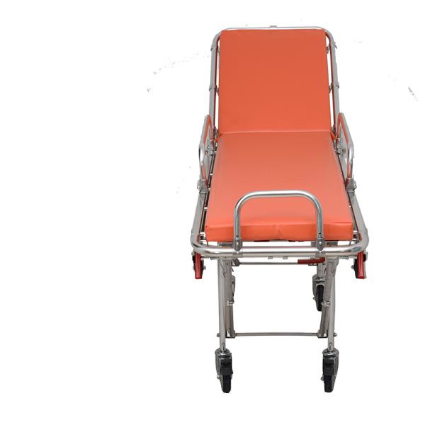 Quality Aluminum Alloy Folding Ambulance Wheel Type Stretcher Orange OEM for Patient for sale