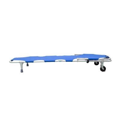 Cina Stretcher pieghevole in lega di alluminio blu, manuale, pieghevole in tela in vendita