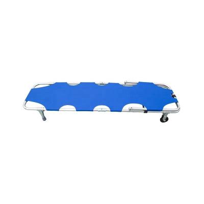 Cina Stretcher pieghevole in lega di alluminio blu, manuale, pieghevole in tela in vendita