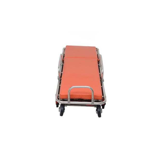 Quality Aluminum Alloy Folding Ambulance Wheel Type Stretcher Orange OEM for Patient for sale