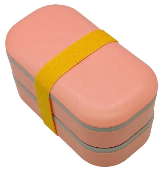 Quality Kid Friendly Eco Plastic BPA Free Lunch Box with Cutlery in 2 Layer Storage for sale