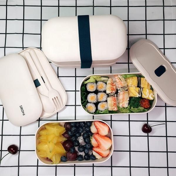 Quality Non-Thermos Bamboo Fiber Bento Box BPA Free No Melamine Sustainable for Picnic for sale
