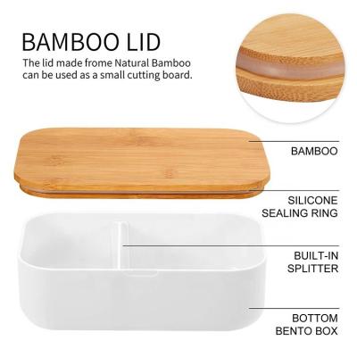 China 280g Microwave Safe Refrigerated One Layer Lunch Box with Bamboo Cover 1000ML Capacity for sale