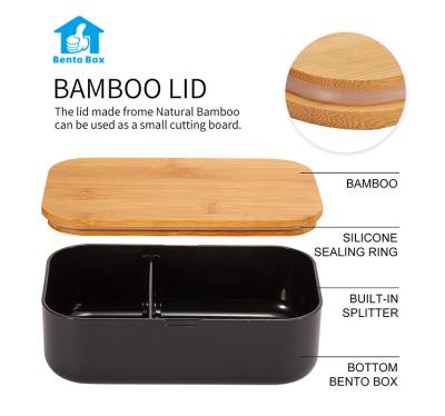 China 280g Microwave Safe Refrigerated One Layer Lunch Box with Bamboo Cover 1000ML Capacity for sale