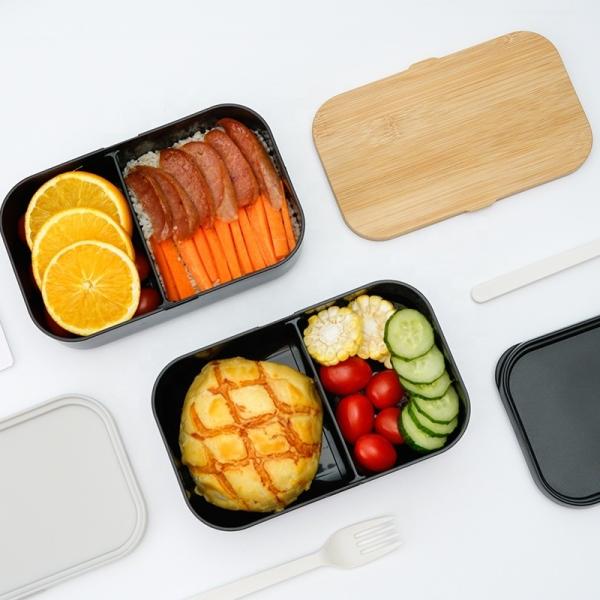 Quality PORTABLE 195*122*131 mm Leak-proof 2-Layer BPA Free Bamboo Lid Lunchbox for for sale