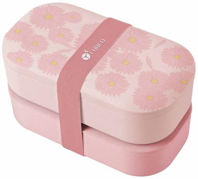China Rectangle BPA Free Eco Custom Logo Plastic Storage Bento Box with Cutlery and Movable Divider for sale