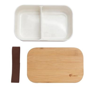 China Custom Bamboo Lunch Box PORTABLE BPA Free Bamboo Lid PP Microwavable Bento Box for Adults for sale