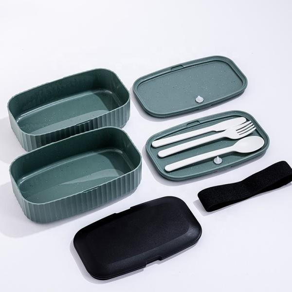 Quality Plastic Eco Food Grade Salad Lunch Box with Cutlery and Leak-proof Banana Leaf for sale