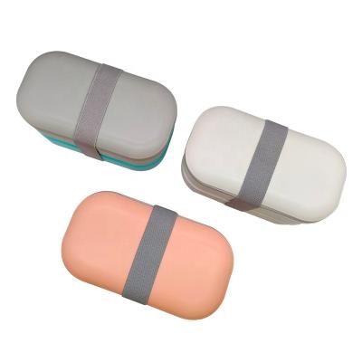 China Double Layer Food Container 1200ml with Cutlery and Movable Divider BPA-Free Tiffin Bag for sale