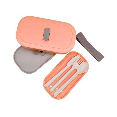 China Double Layer Food Container 1200ml with Cutlery and Movable Divider BPA-Free Tiffin Bag for sale