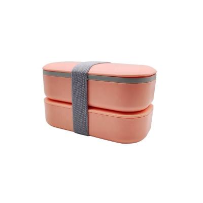China Double Layer Food Container 1200ml with Cutlery and Movable Divider BPA-Free Tiffin Bag for sale
