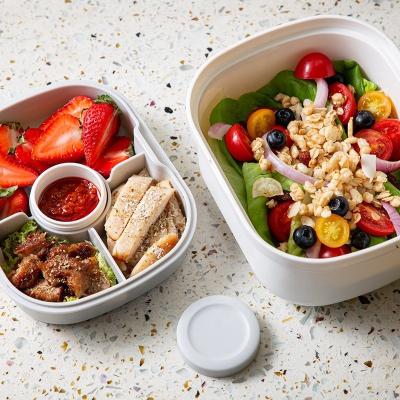 China Leak Proof Lunch Box Customized White Plastic Salad Soup Bowl with Lid for sale