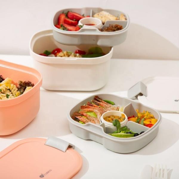 Quality 506g Large Capacity Rectangle Salad Fruit Bowl Container for Lunch 5 Compartment for sale