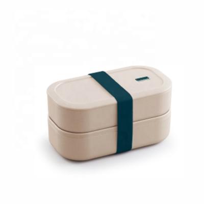 China Lightweight and Spacious 363g Reusable Double Layer Bento Box with Cutlery for sale