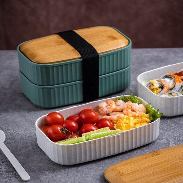 Quality 2-Layer Eco Fridge Food Container Set with Sustainable Bamboo Lid and Customized Logo for sale